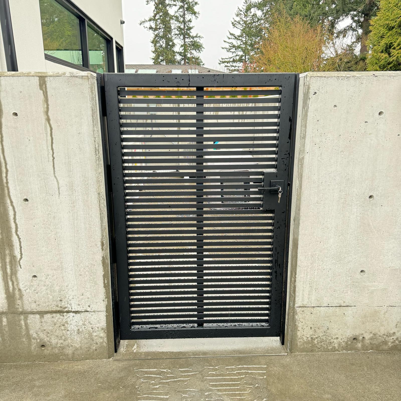 Custom Modern Metal Gate Installed in Bellevue, WA | Fences & Gates Pro
